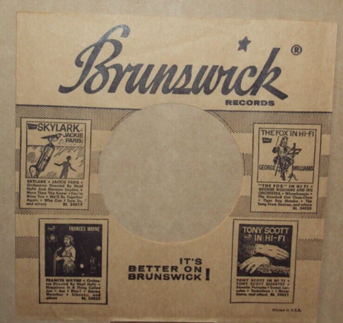 "Brunswick","Company Sleeve","Original","45rpm",7inch","Record",Vintage ...