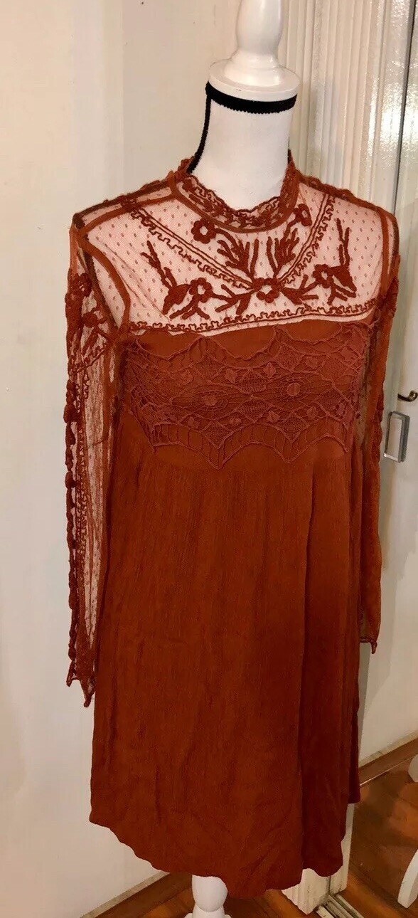 SUNDANCE Beautiful LOVELACE Orange Lace Dress Size 4 - Gem