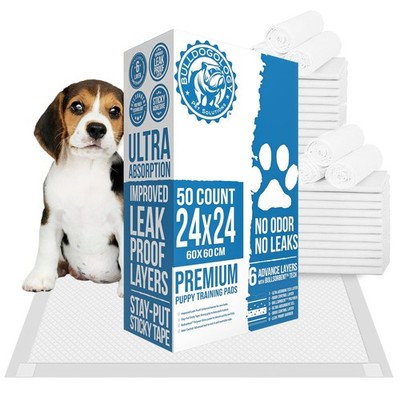 Bulldogology 50-Count Dog Puppy Pads (24x24) Large Pee Pads for Dogs ...