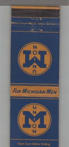 Matchbook Cover - College - University- University of Michigan Union ...