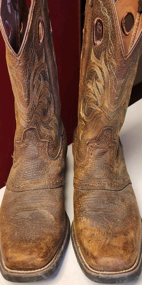 JUSTIN BOOTS Size 12 D Style 2523 Pull on Square Toe Western Cowboy ...
