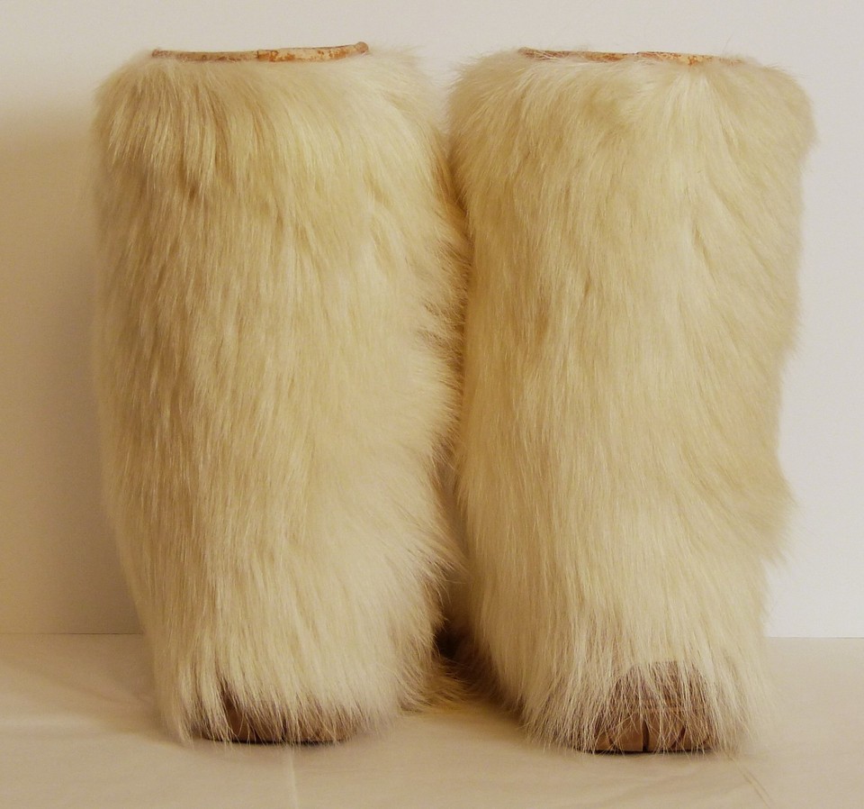 1970s Oscar Sport Apollo Saba Cream Goat Fur Yeti Snow Ski Boots Sz W 9 ...