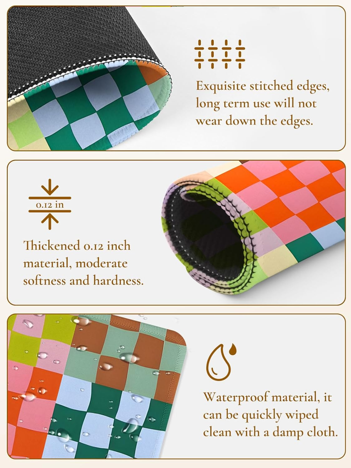 Cute Colorful Mouse Pad,Retro Checkered Pattern Mousepad,Square ...