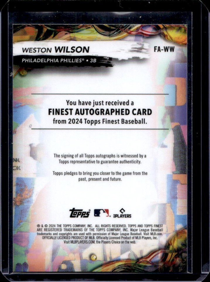 2024 Topps Finest Weston Wilson Auto RC #FA-WW Phillies | eBay