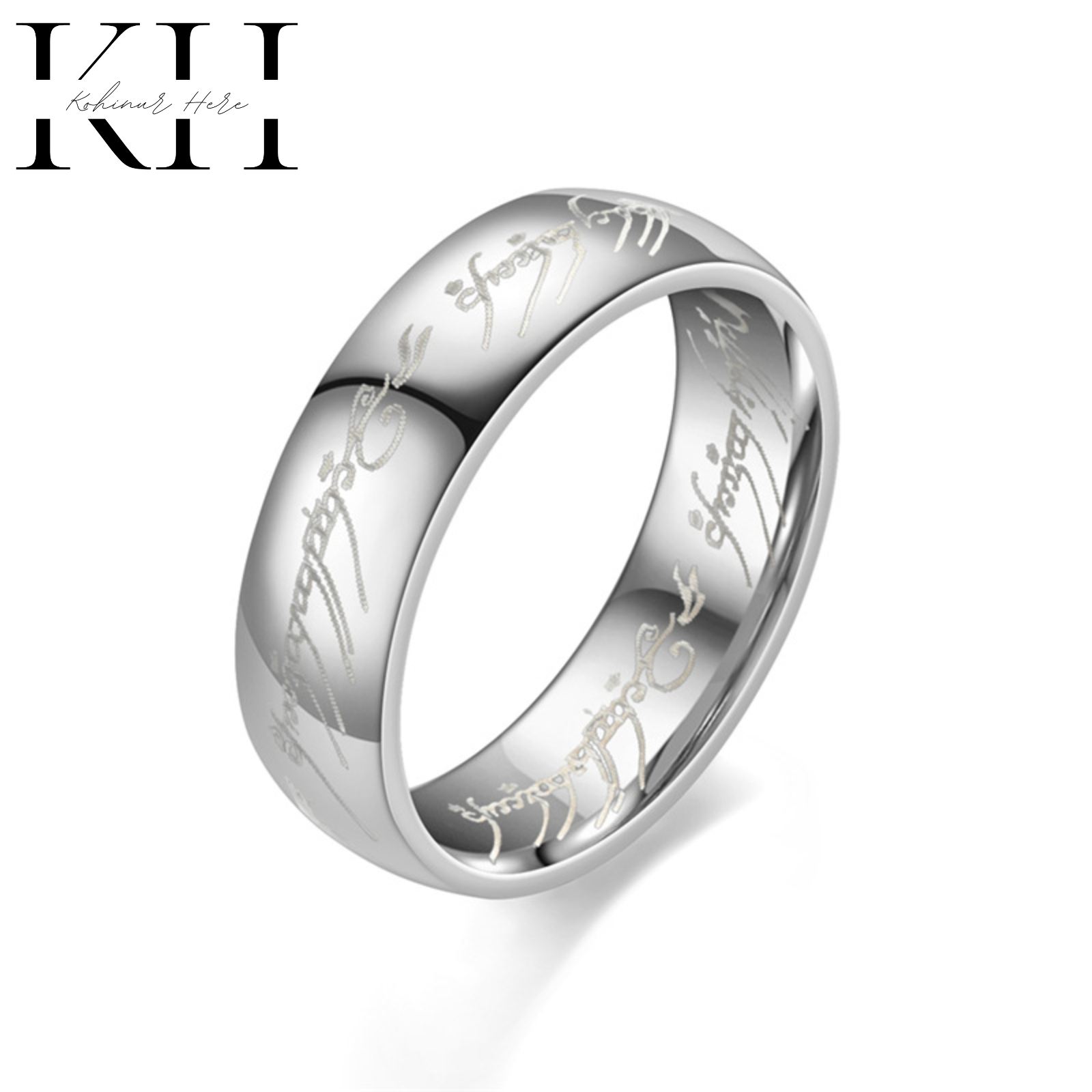Lord of the Elvish Rings Silver Tungsten Promise One Ring Mens Comfort ...