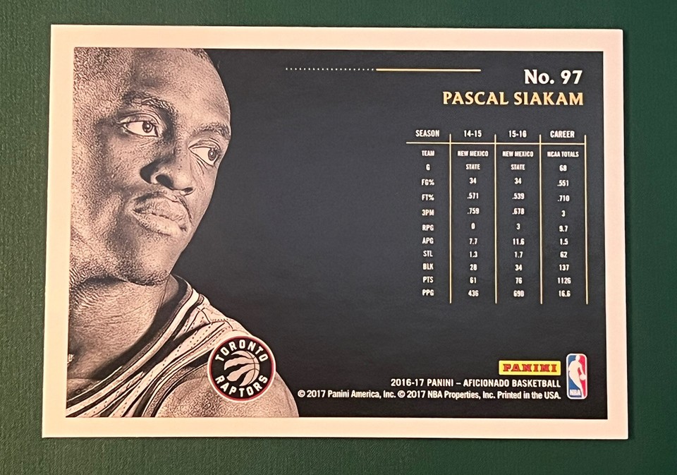 2016-2017 Pascal Siakam Aficionado Rookie Card #97 | eBay