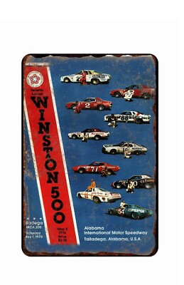 Winston 500 Stock Car Race All Metal Tin Sign 8x12 Vintge Distress art ...