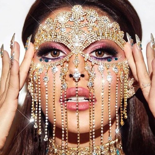 Masquerade Mask Women Face Chain Full Face Mask Rhinestone Veil Mask | eBay