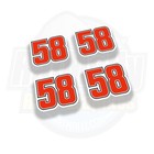 MARCO SIMONCELLI #58 RACE NUMBERS STICKERS DECALS GRAPHICS x4 SMALL TAG ...