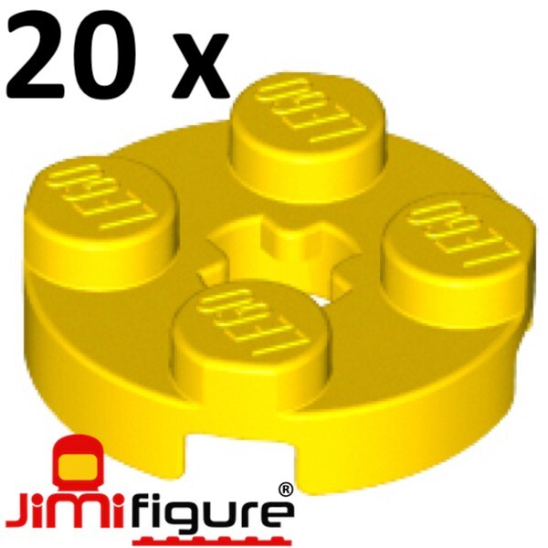 NEW 20 x LEGO 2x2 Round Plate with Axle Hole Bright Yellow 4032 Genuine ...