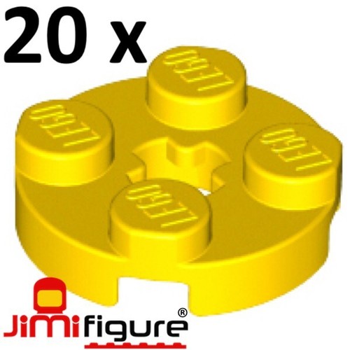NEW 20 x LEGO 2x2 Round Plate with Axle Hole Bright Yellow 4032 Genuine ...