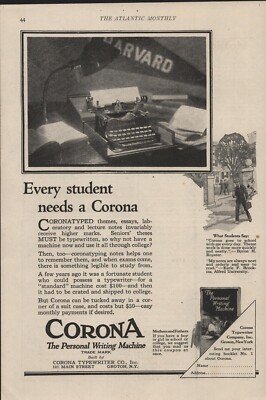 Corona Typewriter - 1921 - Personal Writing Machine - Vintage Magazine ...
