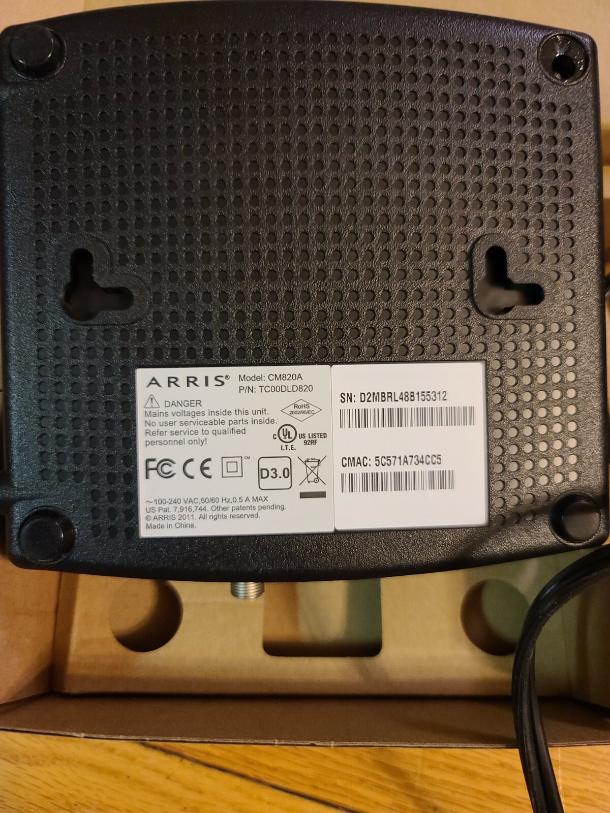 ARRIS CM820A/CT DOCSIS 3.0 Cable Modem 32256804125| eBay