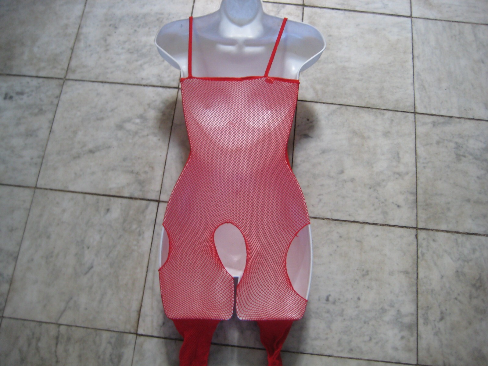 New sexy RED fishnet bodystockings w/large Holes at thighs One Size ...