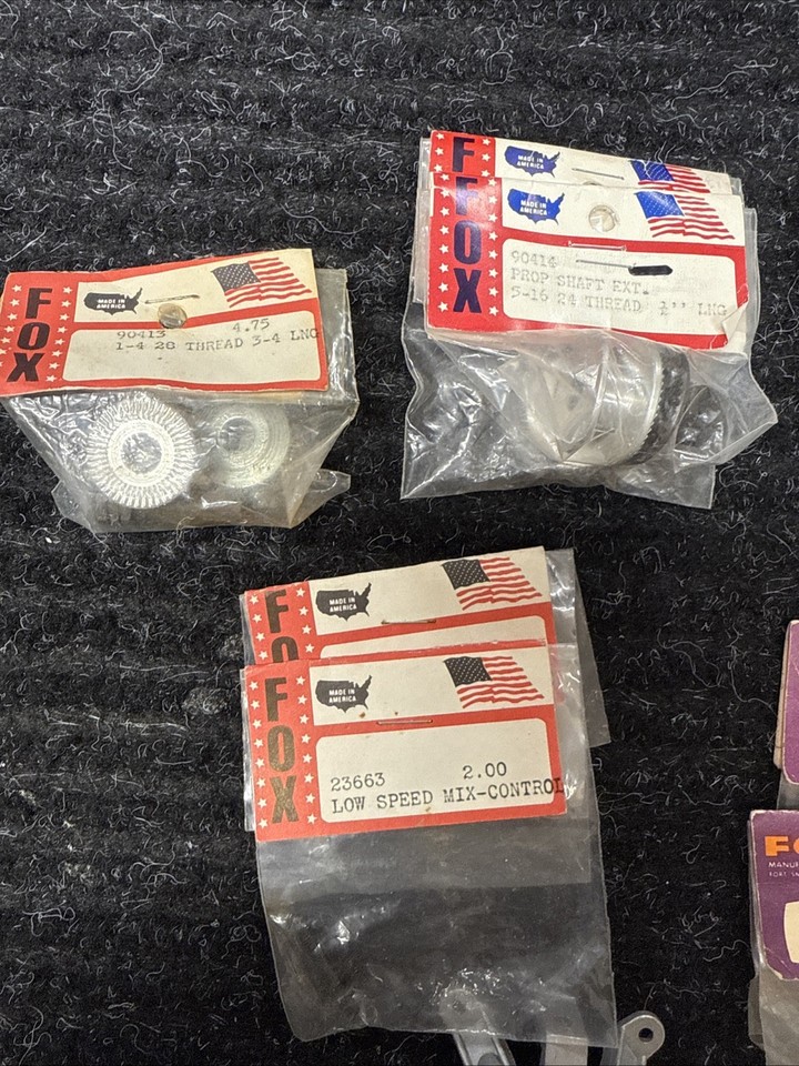 LOT VINTAGE FOX NEEDLES PROP SHAFT EXT MUFFLER EXT CARB CONTROL LINE RC ...