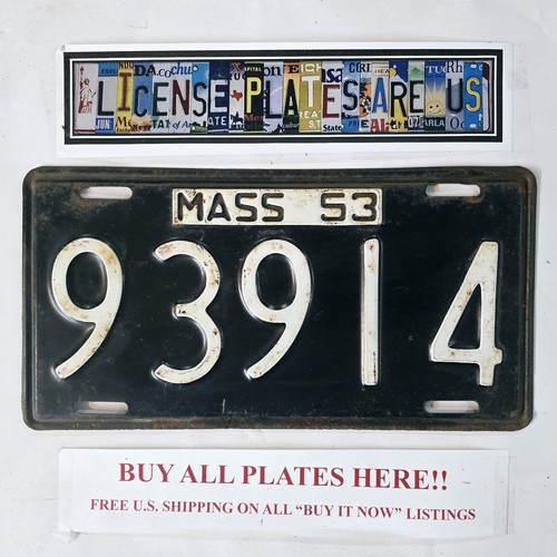1953 MASSACHUSETTS LICENSE PLATE 🔥FREE📬🔥 93914 ~ VINTAGE ANTIQUE MASS ...