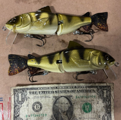 2 ct. HARD 2 FIND WOOD Throwback Tokyo Trout Perch swimbait lures baits ...
