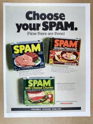 1972 Hormel SPAM Regular Smoke & Cheese Chunks vintage print Ad | eBay
