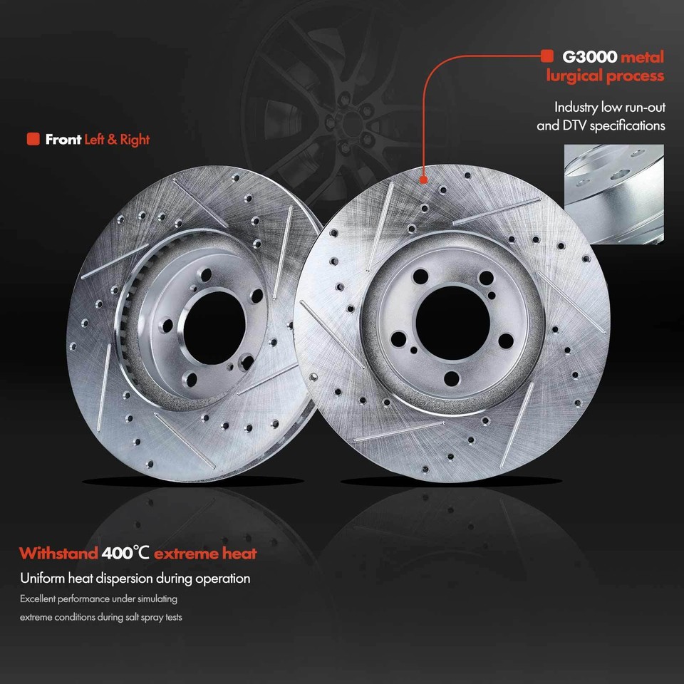2pcs 294mm Front Drilled Brake Rotors for Ford Taurus Lincoln Mark VIII ...