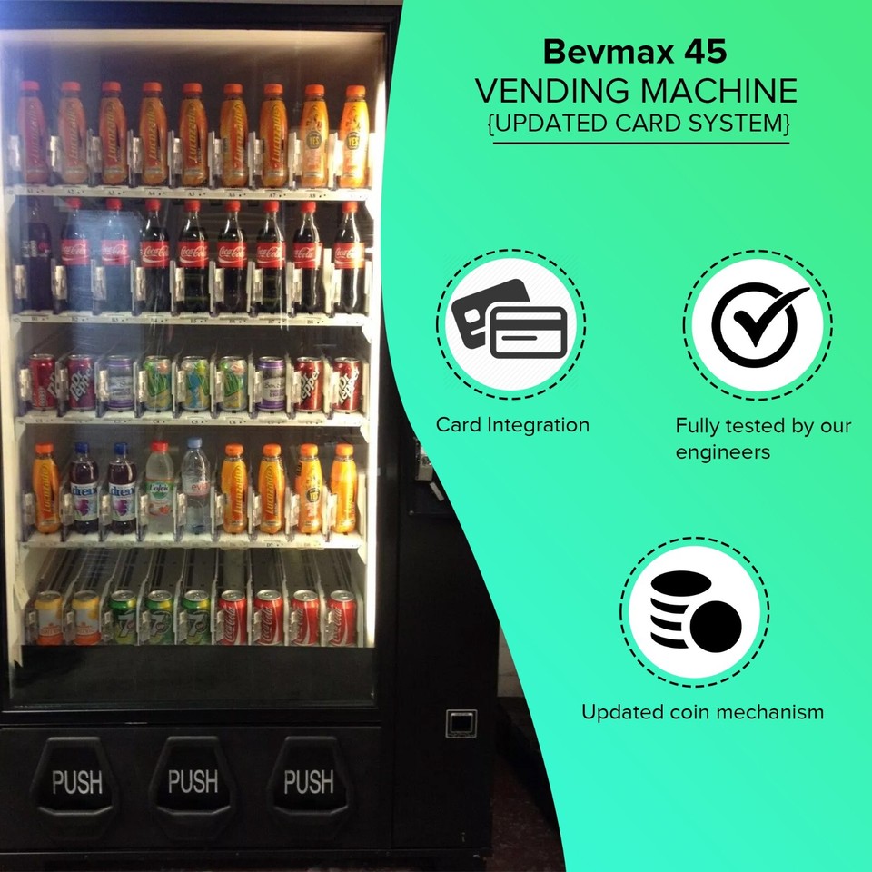 Bevmax 45 Cold Drinks Vending Machine – Coin & Card Payment, Apple Pay ...