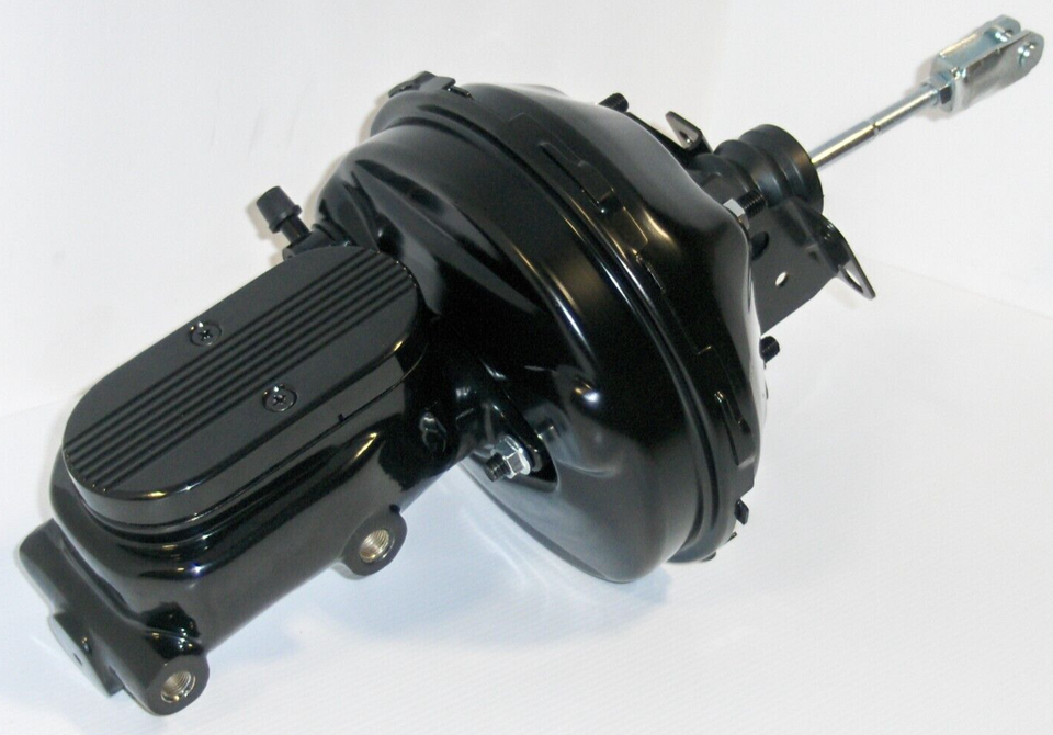 Black Chevelle 9" Power Brake Booster 1" Bore Milled Flat Top Master ...
