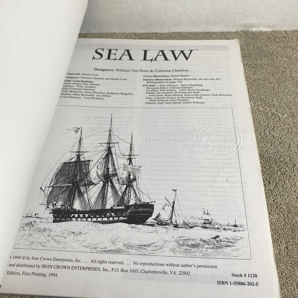 Sea Law - Rolemaster RPG Naval Campaign ICE 1130 VTG 1994 Book | eBay