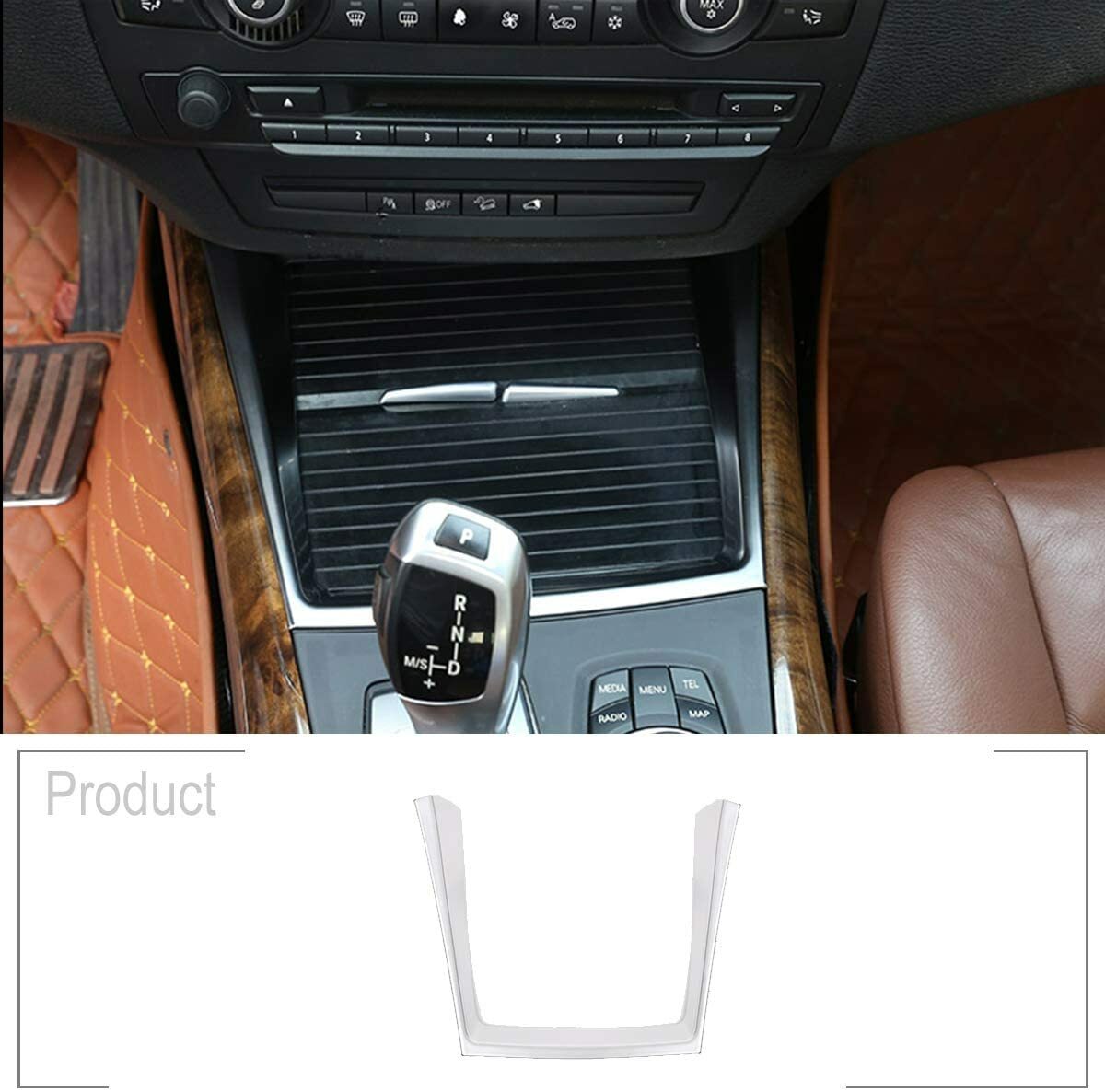 Silver Interior Center Console Water Cup Holder Trim For BMW X5 E70 ...