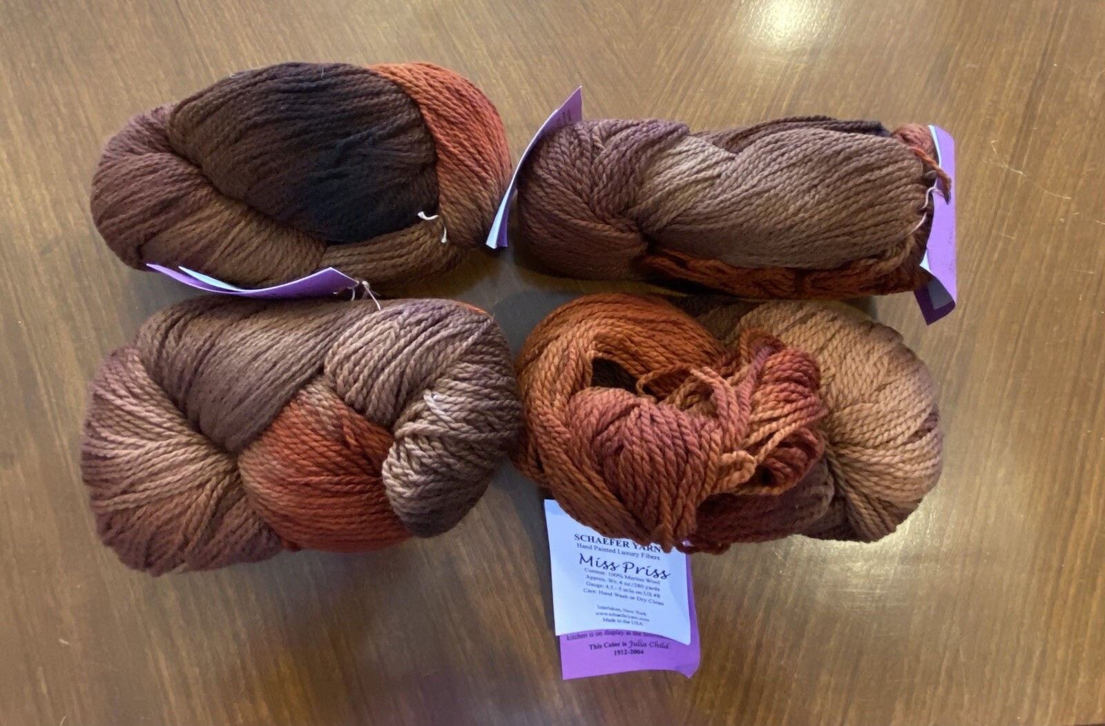 4 New Skeins Schaefer Yarn Miss Priss 100% Merino Wool Color - Julia ...