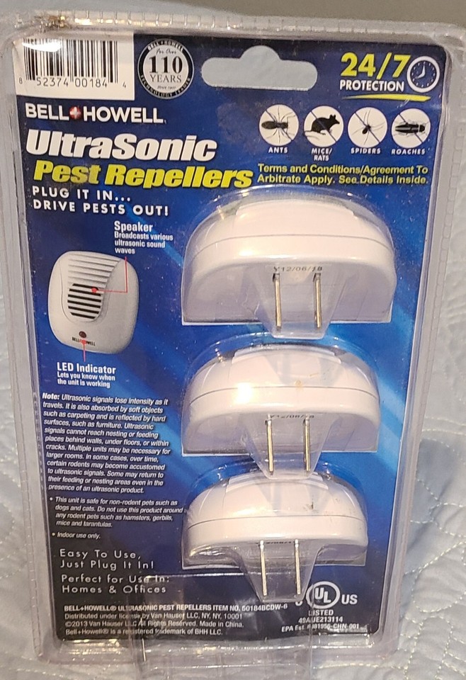 Ultrasonic Pest Repeller W/LED Indicator Bell & Howell 3 Pk (electric ...