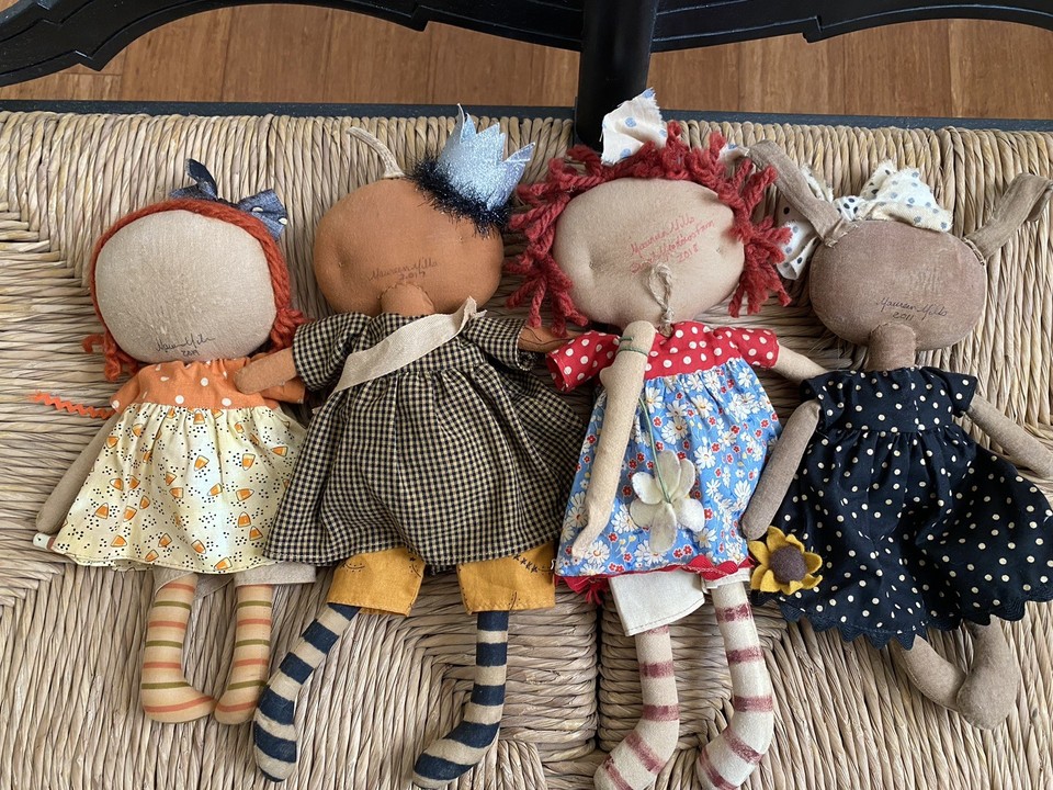 4 Primitive Fall Spring Dolls By Maureen Mills Of Sweet Meadows Farm | eBay