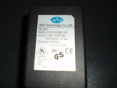 NAZ Technology AC Adapter NSA-0181F05B 5V 1.6A Power Supply Charger | eBay