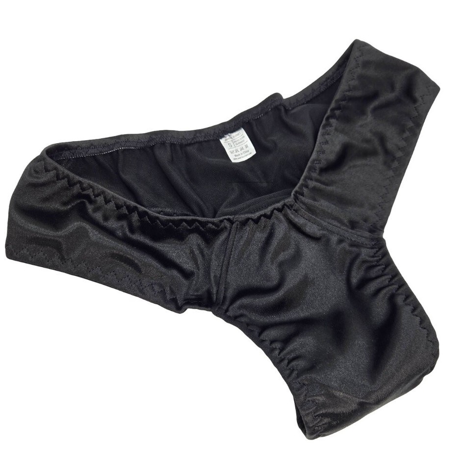 Silky Satin Gaff Thong Wide Band Tucking Panty for a Smooth Feminine ...