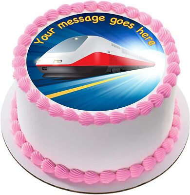 High Speed Train 19 cm round icing edible cake topper - Can be ...
