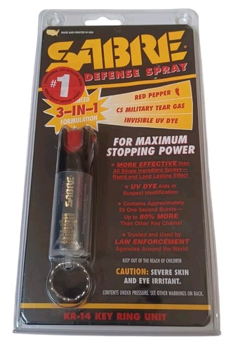 Sabre Red Compact 3-in-1 Pepper Spray/UV Marking with Key Ring, 15g ...