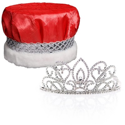 Crushed Satin King Crown and Adela Queen Tiara Royalty Set Red Crown | eBay