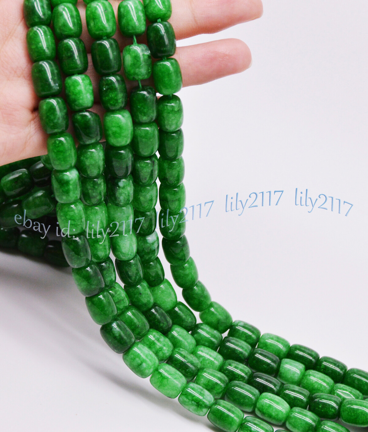 Natural 8x12MM Green Jade Gemstone Cylinder Column Loose Beads 15'' | eBay