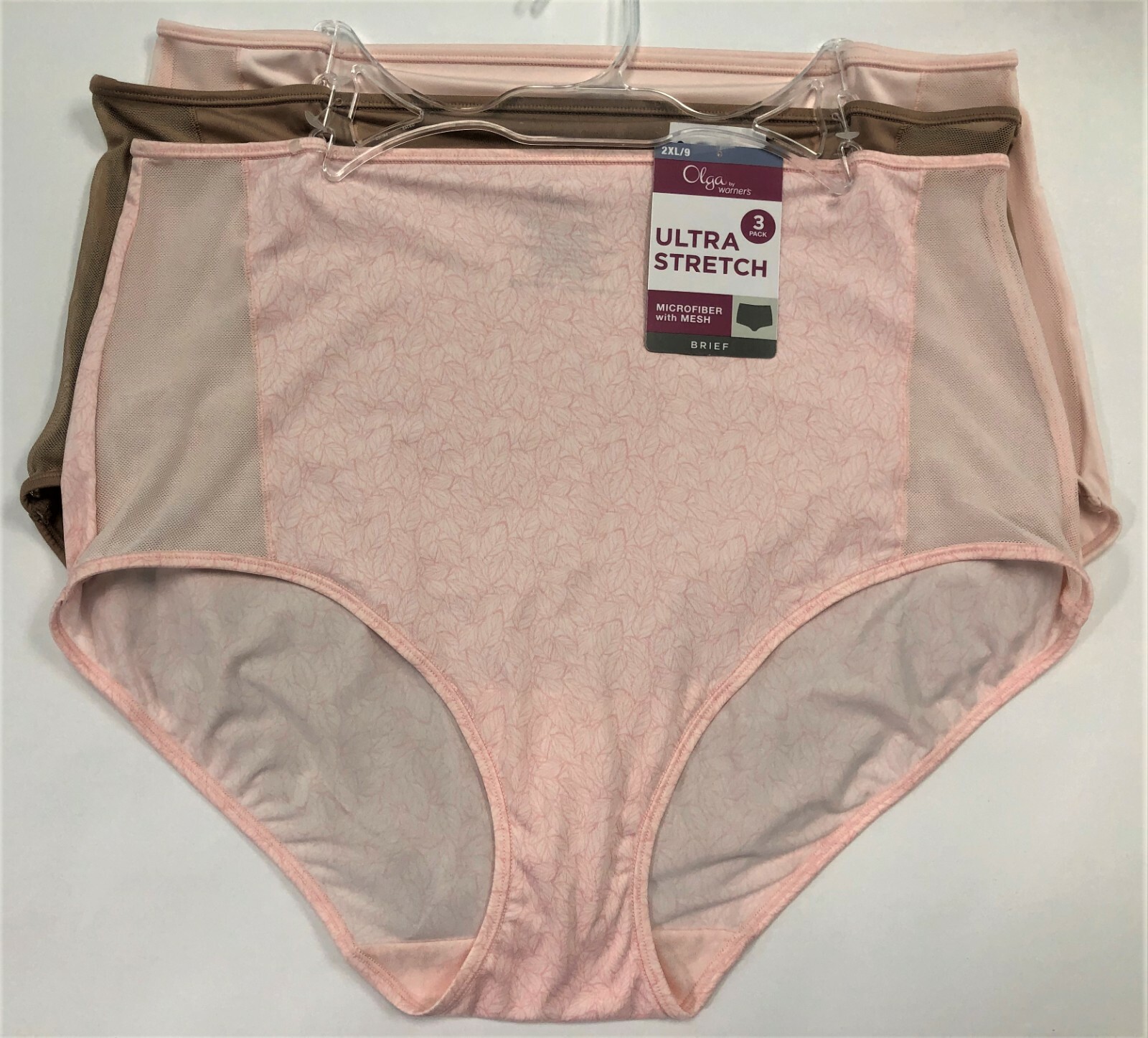 Olga Briefs by Warner's Ultra Stretch Microfiber with Mesh Set of 3 ...