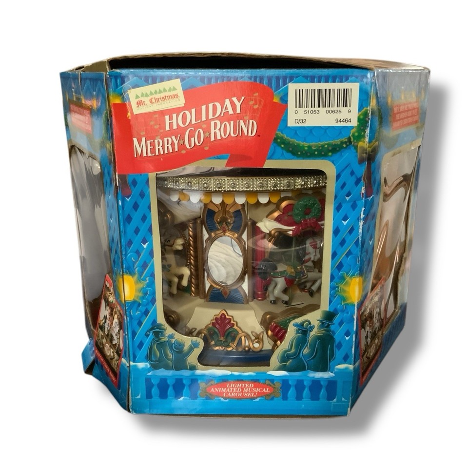 Vintage 1994 Mr. Christmas Holiday Merry Go Round Animated Carousel ...