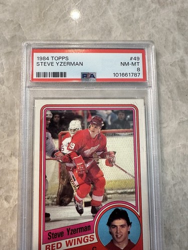 Steve Yzerman 1984 Topps Rookie #49 PSA 8 NM-MT NHL HOF Detroit Red ...