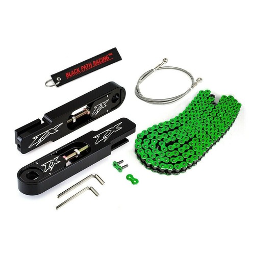 For 00-11 ZX14 ZX12 ZX9 Ninja Swing Arm Extensions Brake Line Green ...