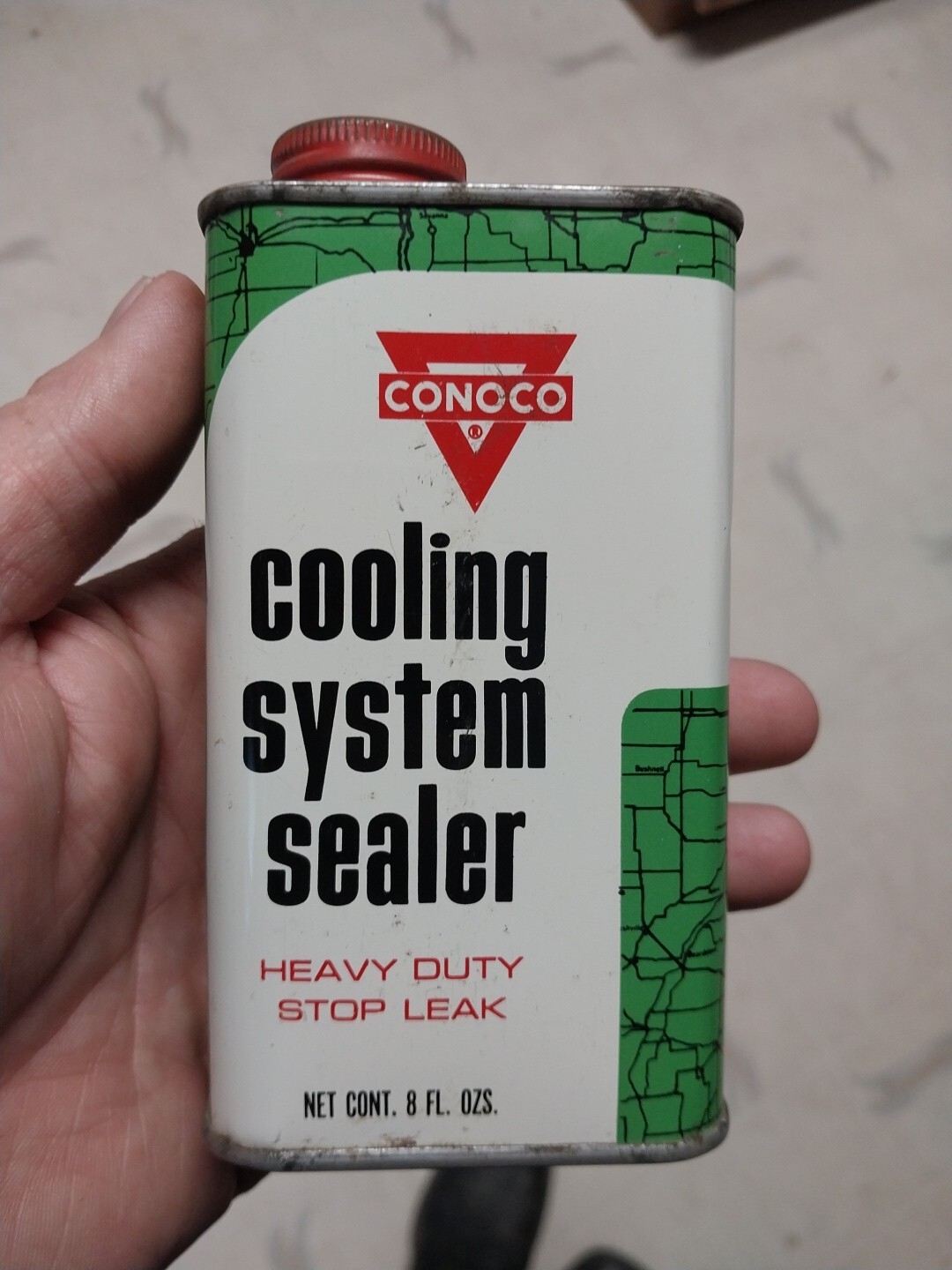 Vintage Conoco Gas Oil Tin Can Map Cooling System Sealer Full | eBay