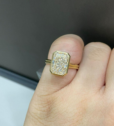 Modern Iced Out Radiant Cut Solitaire Ring Lab Grown Diamond Engagement ...