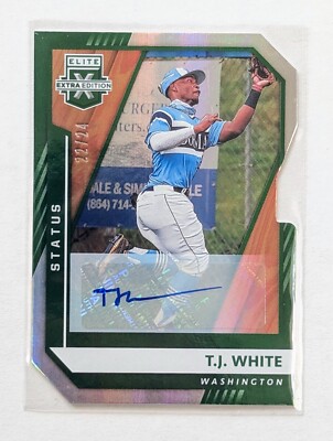 2021 Elite Extra Edition TJ White Green Status Die Cut Auto /24 #143 ...