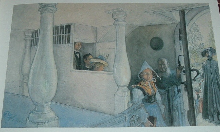 Carl Larsson Print "1905 'IN SUNDBORN CHURCH' Watercolor" | eBay
