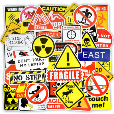 Warning & Danger Assorted Skateboard Stickers Lot Of 50 Pieces | eBay