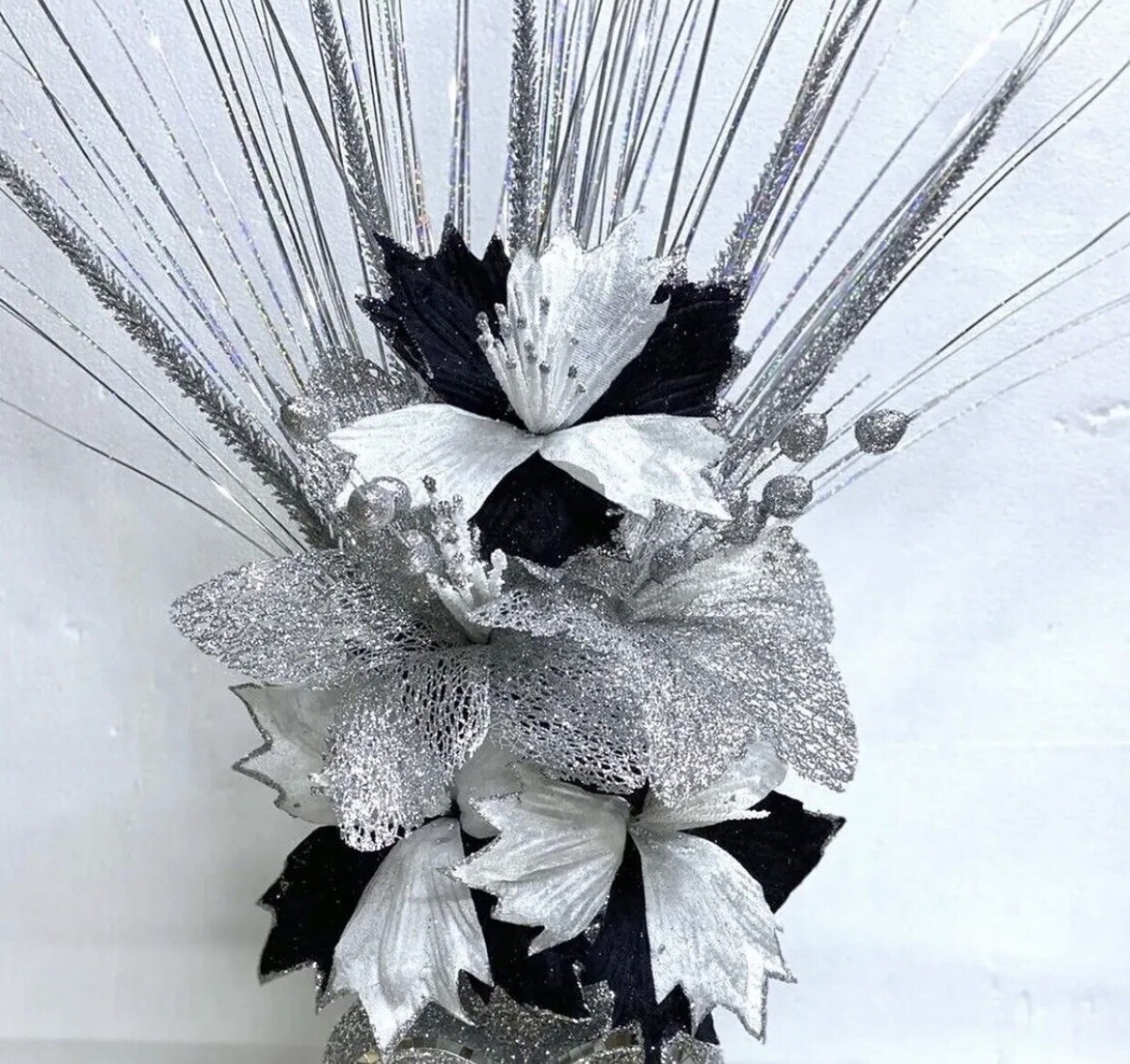 Black And Silver Flower Arrangements Black, Red & Ivory Rose With
