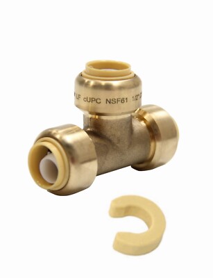 EFIELD 1/2 Inch Push Fit Tee, Connect to Pex, Copper Tube With Clip ...