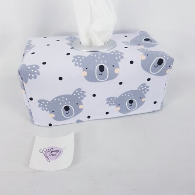 Tissue Box Cover Handmade Purple Koala Spotted Silver Circle Opening ...