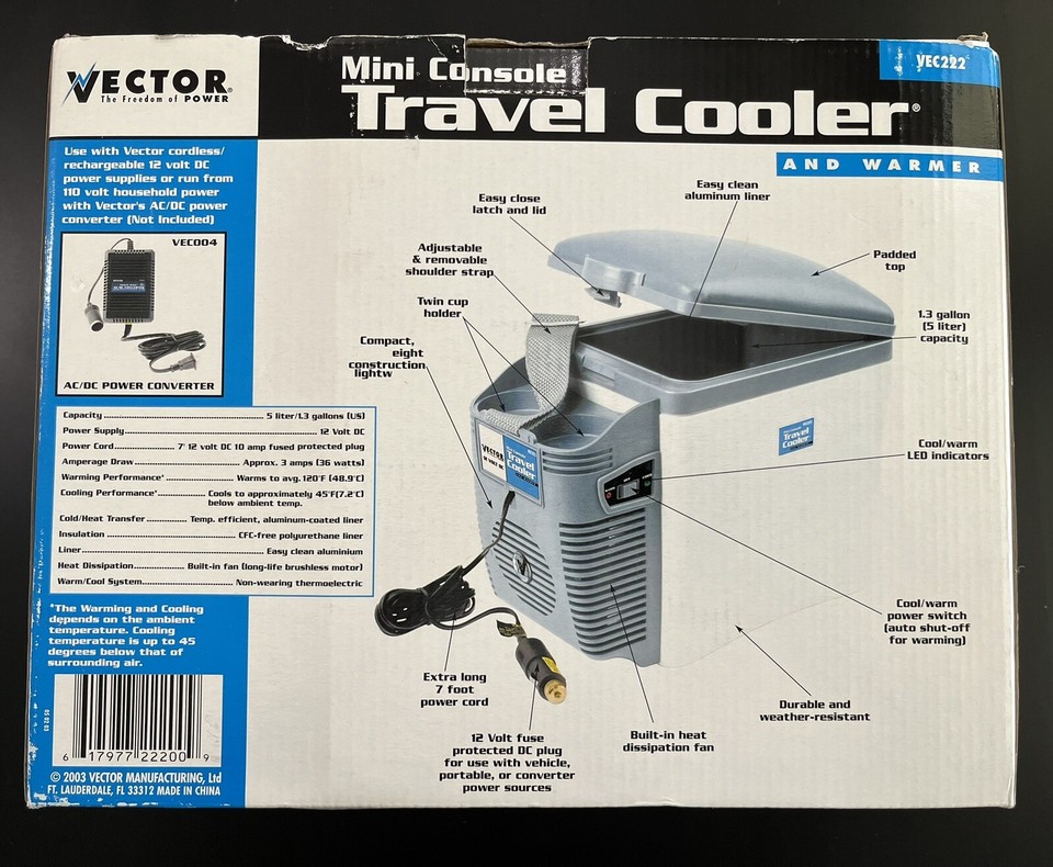 Vector VEC222 Mini Console Cooler Warmer Car Camper RV Boat Travel 12V ...