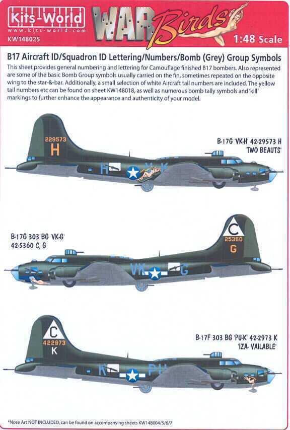 B 17 Bomber Decals
